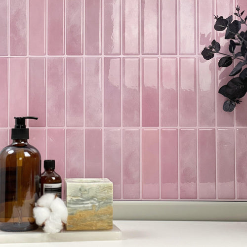 Blush Petals Peel and Stick Tile Bathroom for Easy Home Makeover