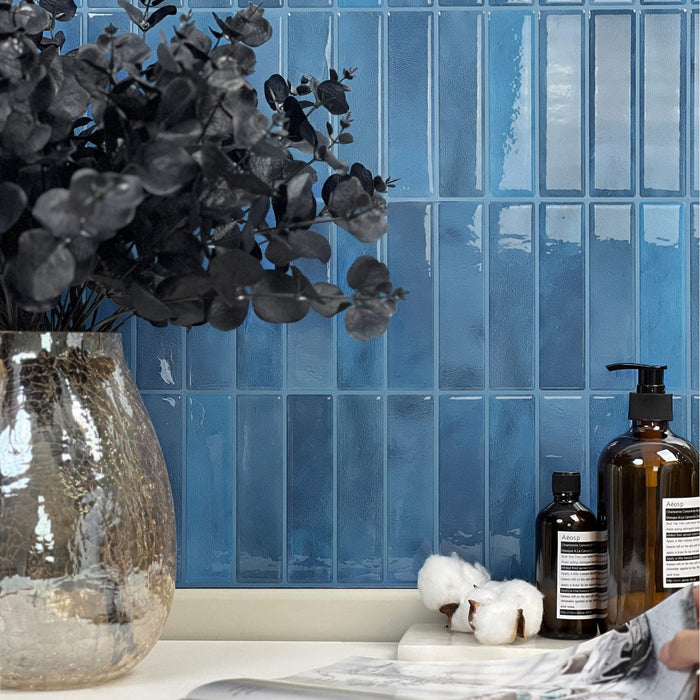 Classic Indigo Peel and Stick Tile Bathroom for Easy Home Makeover