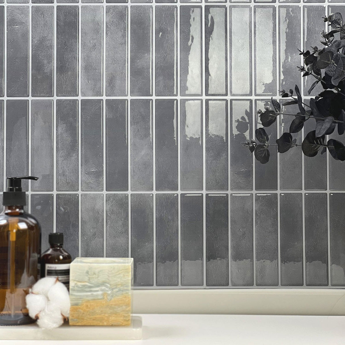 Slate City Peel and Stick Tile Bathroom for Easy Home Makeover