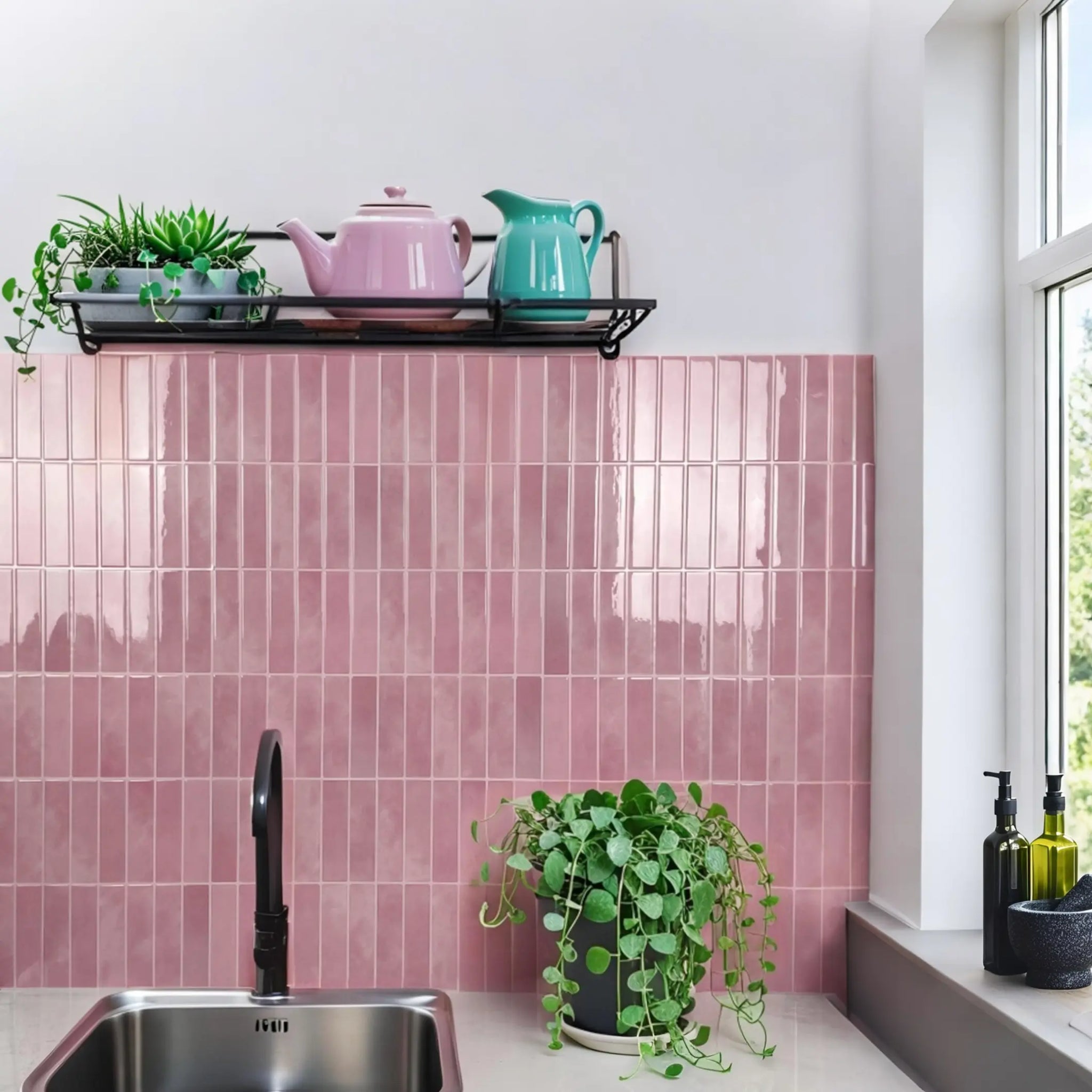 Blush Petals Peel and Stick Tile Bathroom for Easy Home Makeover