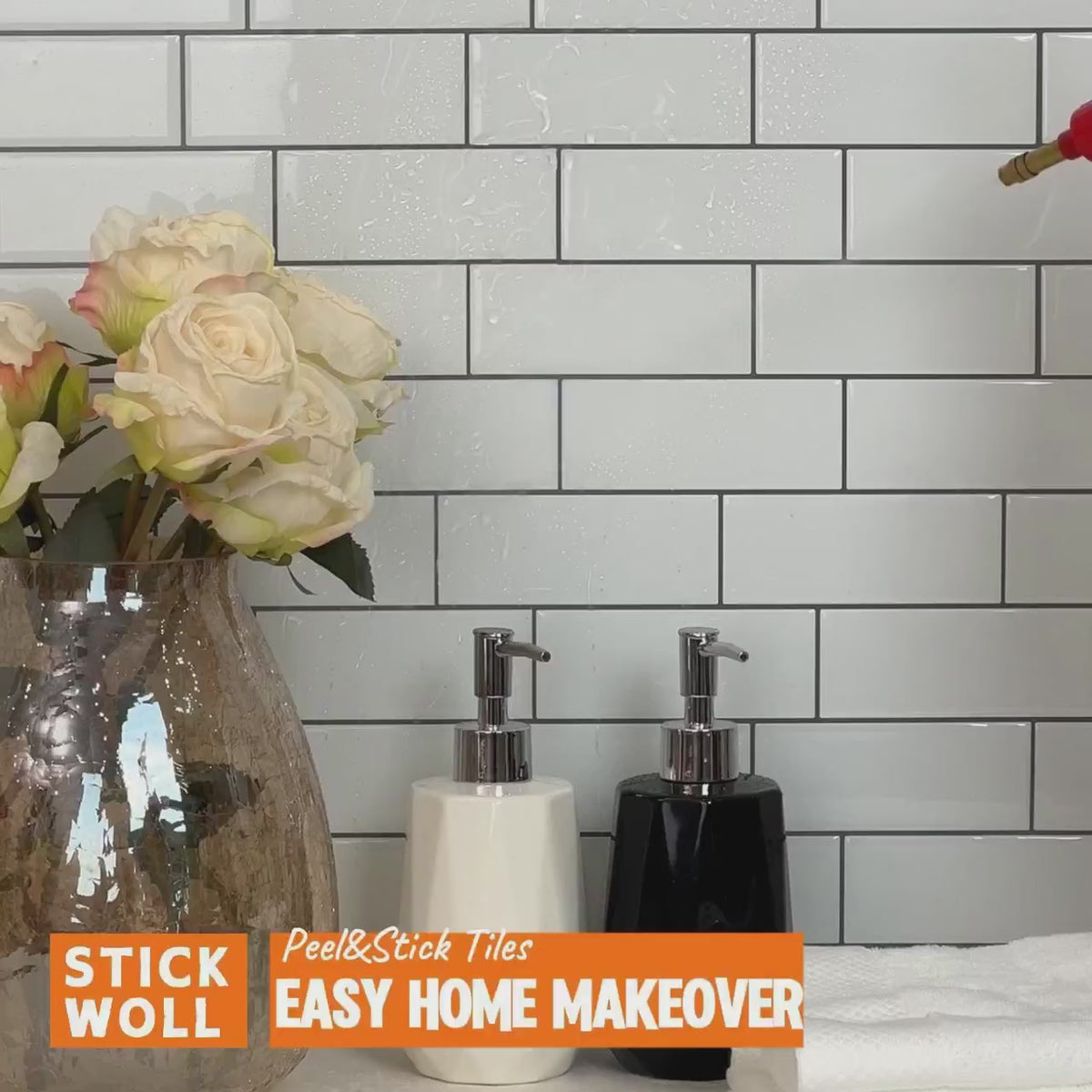 Dual Ceramics Renter-Friendly Peel&Stick Tiles for Kitchen Backsplash