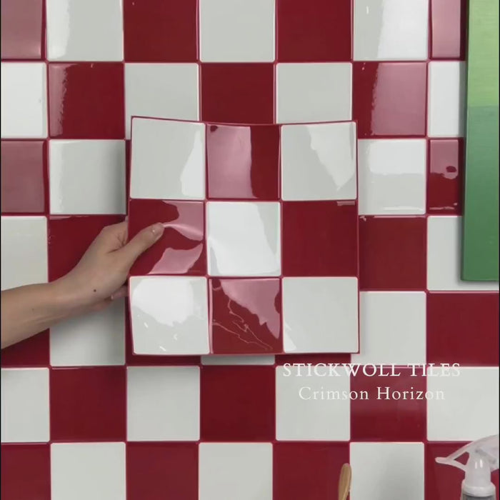 Crimson Horizon Peel&Stick Tiles – Stickwoll DIY Wall Backsplash